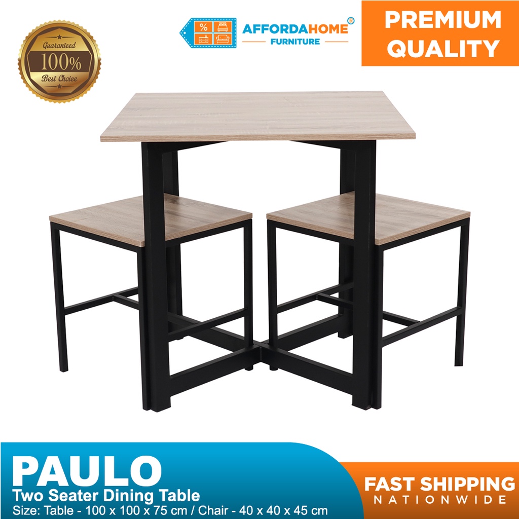Affordahome Furniture - Paulo Two Seater Dining Table Set Wood Metal ...