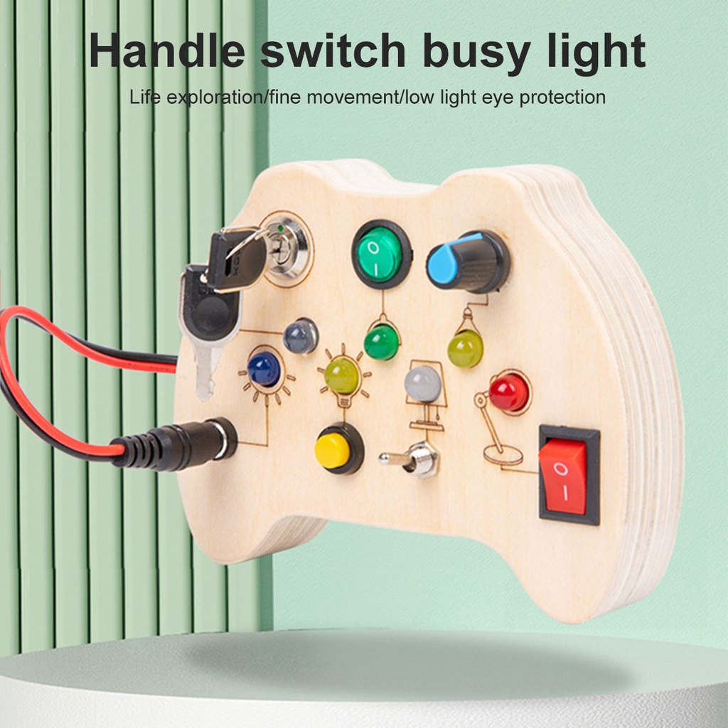 Montessori Busy Board LED Light Switch Busy Board Wooden Sensory Toys ...