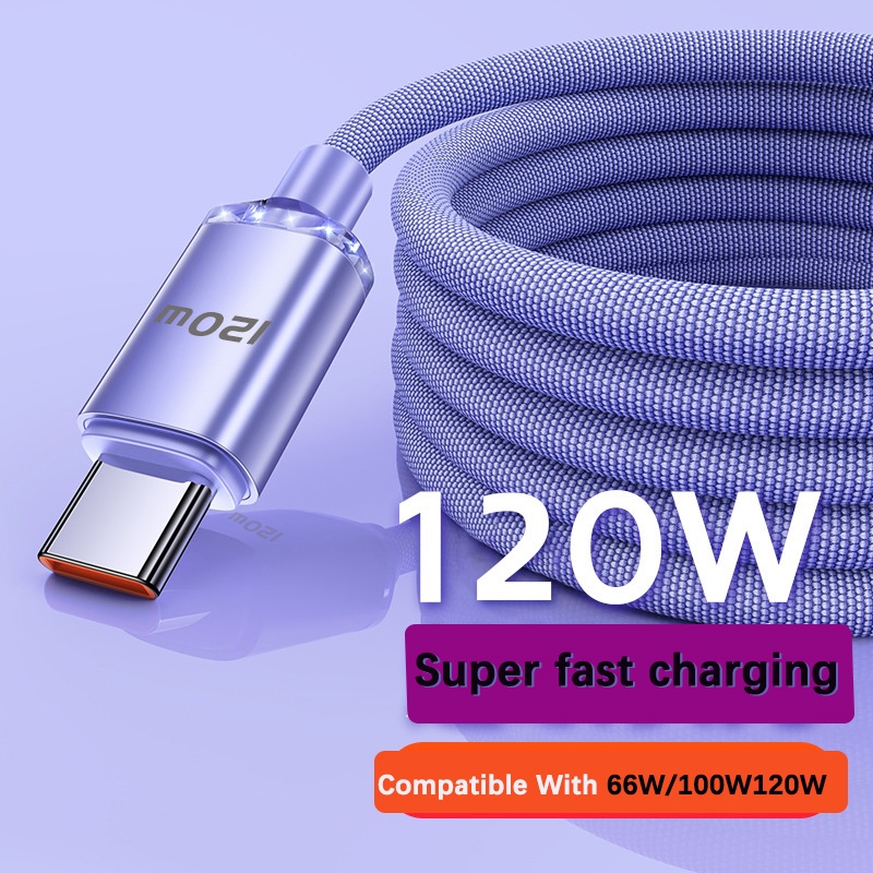 120W Super Fast Charging Cable 6A USB Cable Type C Data Wire USB C ...