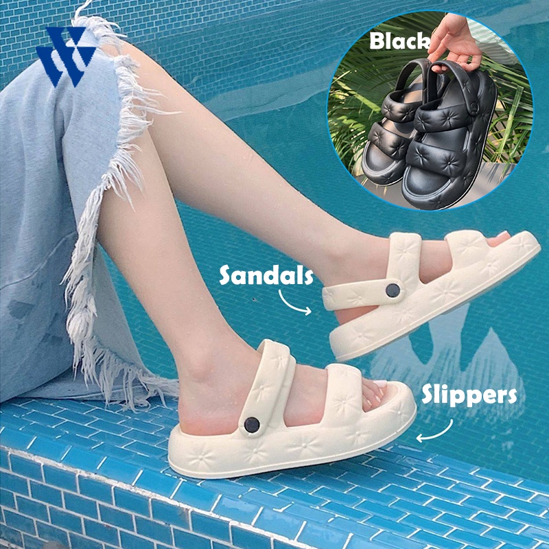 Women Platform Non-slip Two Strap Sandals Summer Open Toe Rubber Two ...