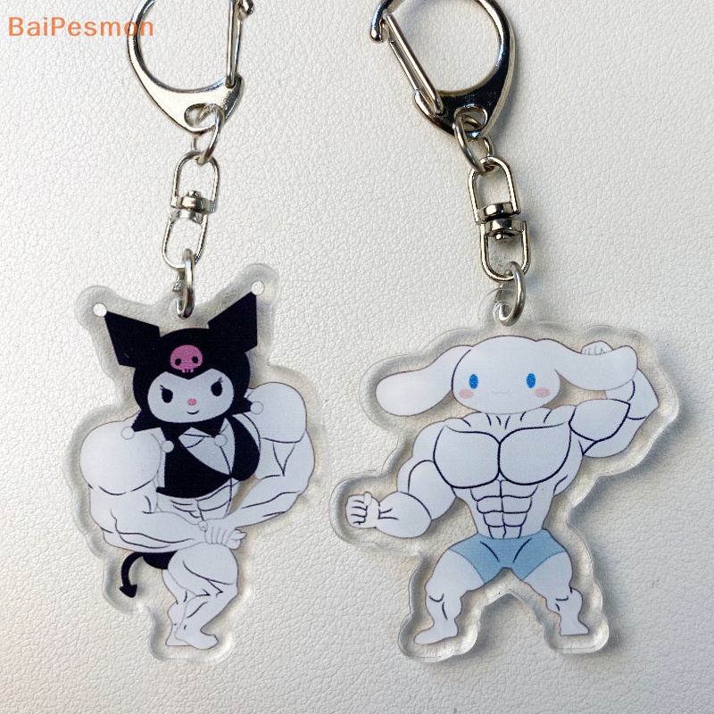 [BaiPesmon] Funny Sanrio Muscle Keychain Anime Hello Kitty Kawaii ...
