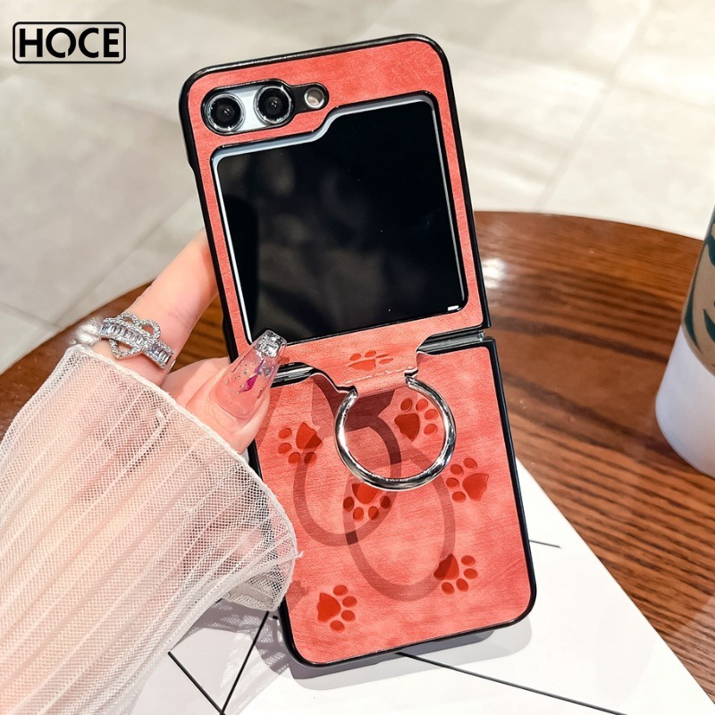 HOCE ZFlip6 Cute Cat Paw Leather Phone Case For Samsung Z Flip 3 Z Flip ...
