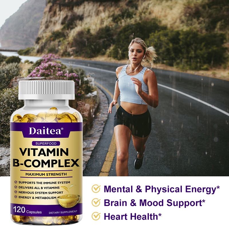 B Complex Capsules, B12 Folic Acid,Biotin,Boost Energy,Brain Support ...