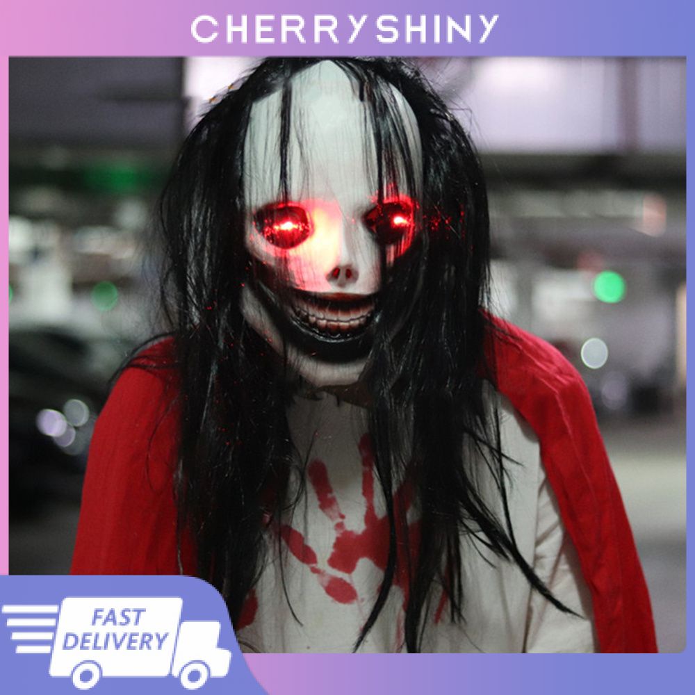 HOT！ Halloween Ghost Face Horror Mask Headgear Scary Face Horror Mask ...