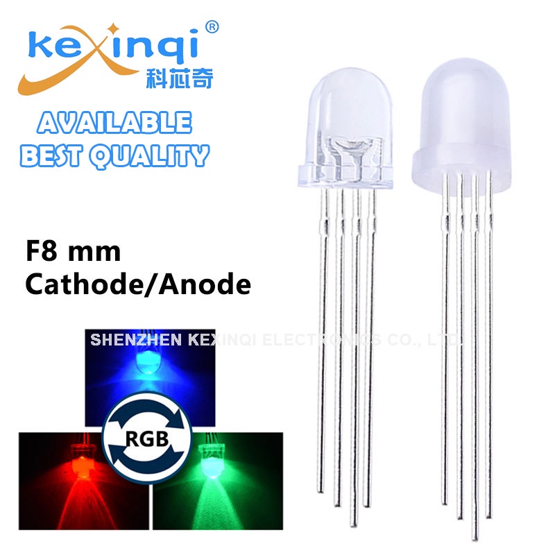 20pcs 8mm Led Diode RGB Light Emitting 4 Pin Common Anode Cathode ...