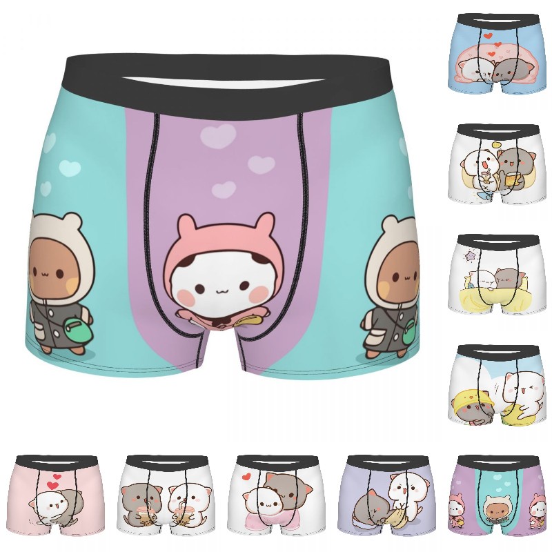 Dudu Bubu Mochi Peach Cat Funny Underwear Men Sexy Print Customized Panda Bear Hug Boxer Shorts ...