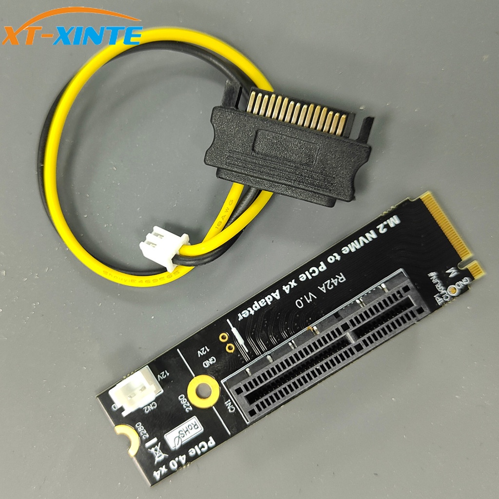 XT-XINTE PCI-E 4.0 M2 key-M to PCIe X4 Riser Adapter Card with SATA ...