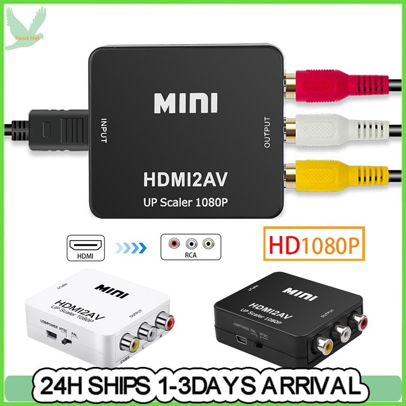 HDMI TO AV (RCA) Converter HD 1080P Mini HDMI2AV Video Converter Scaler ...