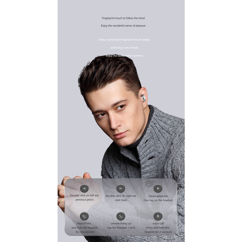 M41 TWS Wireless Headphones Bluetooth Earphones Touch Control Noise ...