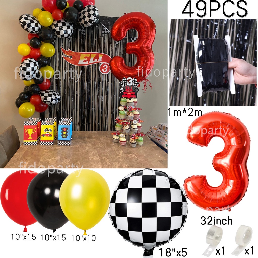 Racing Car Themed Red Number BalloonParty Balloon Chain Set Race Car ...