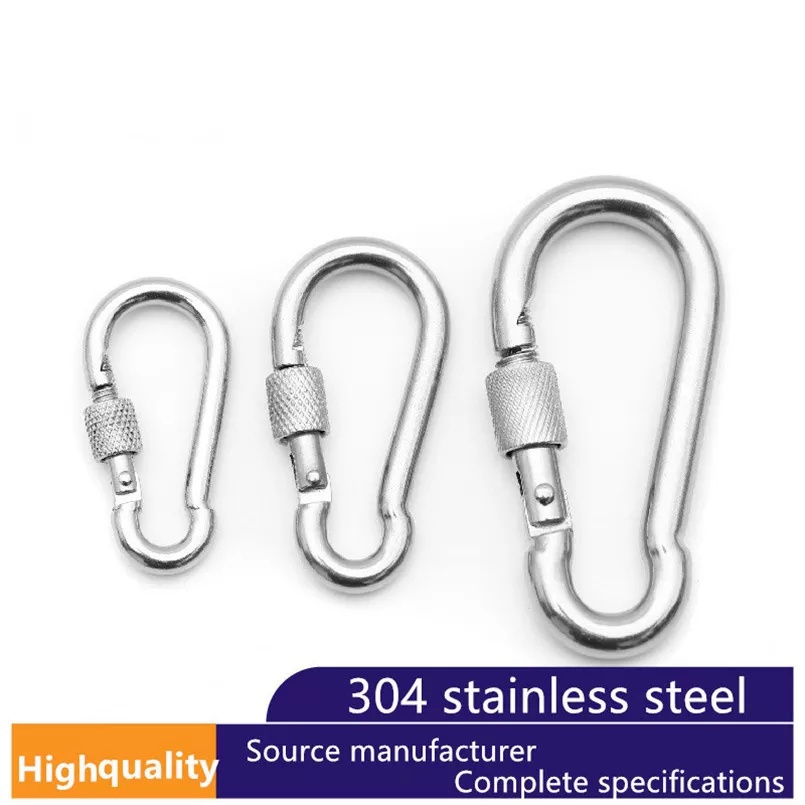 Stainless steel 304 screw lock carabiner spring snap hook/fitness lock ...