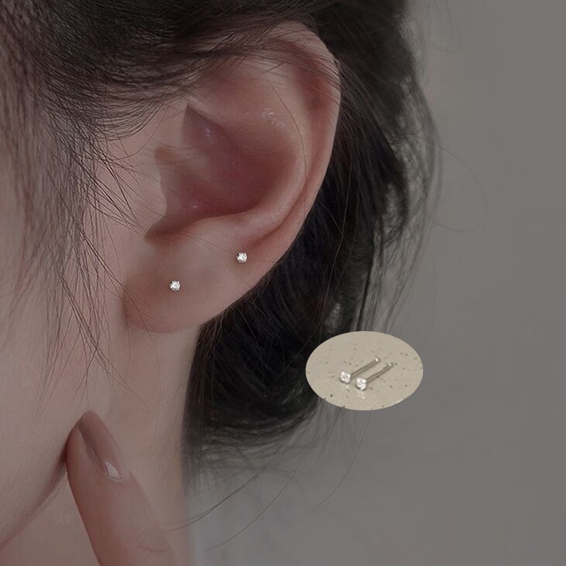 2Pcs S925 Sterling Silver Ear Bone Nails Earrings Buckle Earrings Screw ...