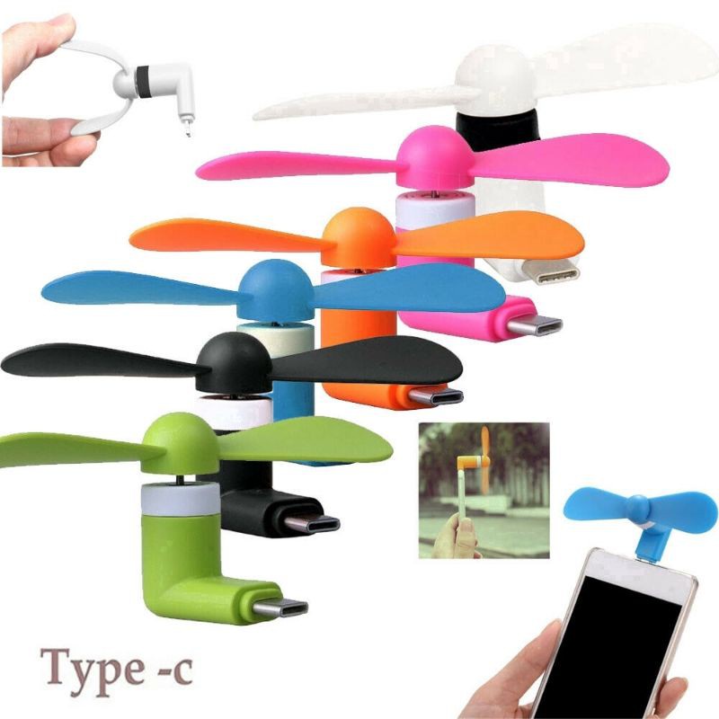Portable Phone Fan 2 in 1 Type-C Small Mini Fan for Mobile Phone ...