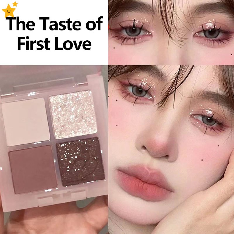 Four-color Eyeshadow Palette Rose Pink Color Pearly Matte Glitter ...