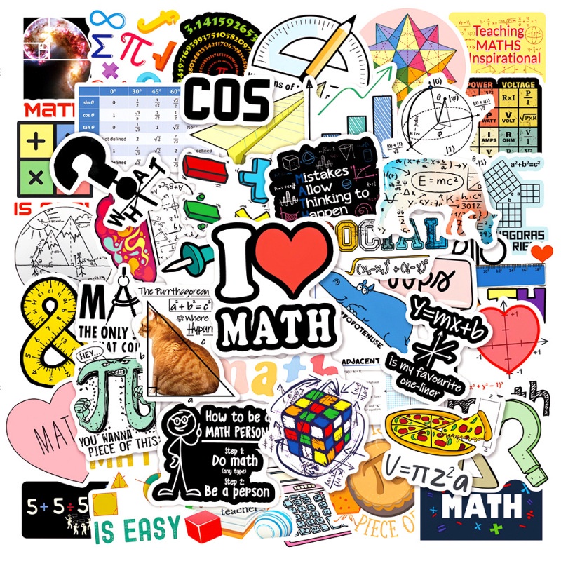 50pcs Love Math Stickers for Notebook Waterproof Funny Math Decals for ...