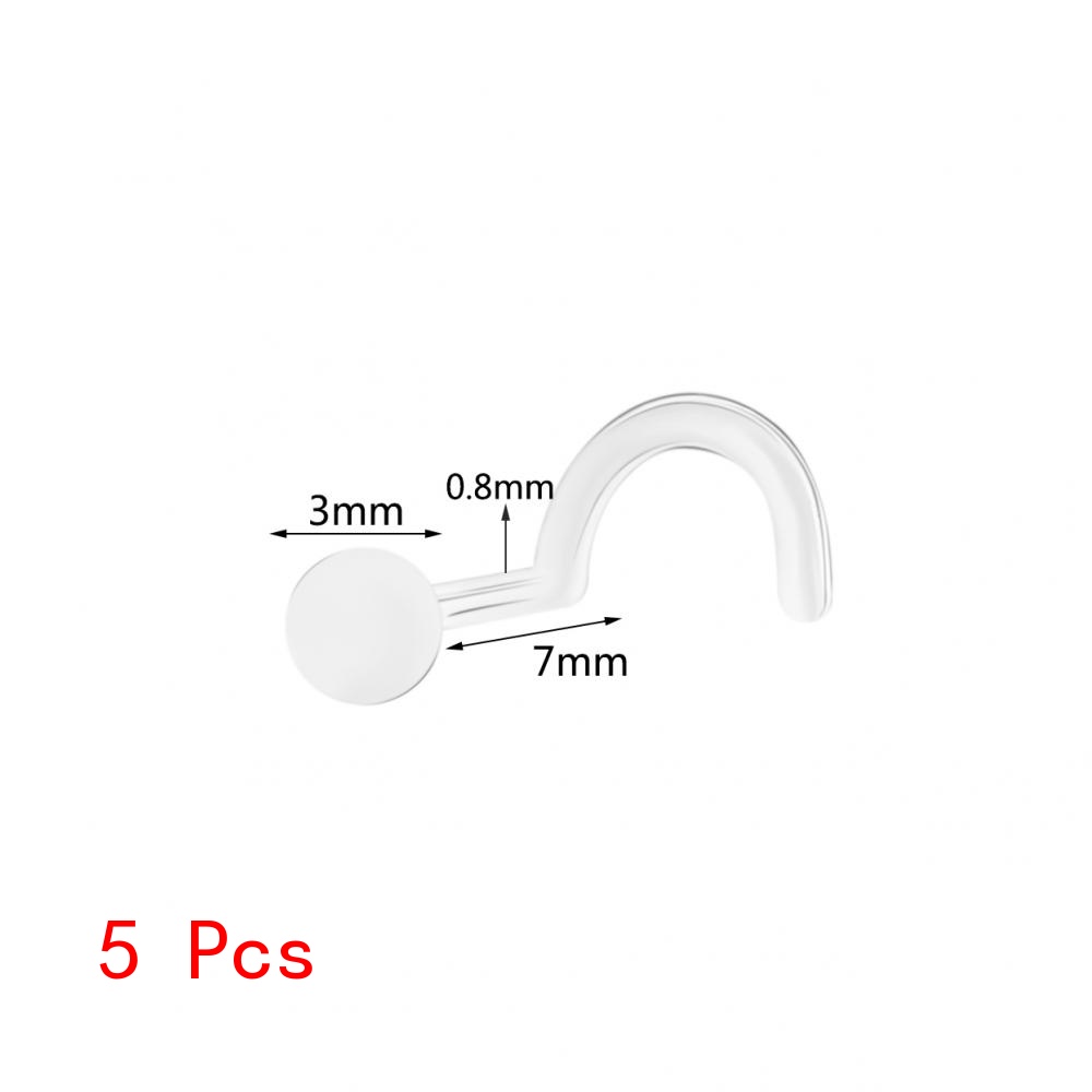 1-5Pcs Clear Acrylic Nose Septum Piercing Invisible Lip Stud Navel Ring ...