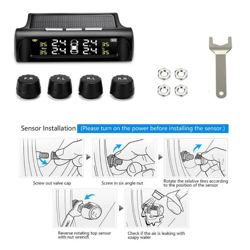 Ready Stock Car TPMS Tyre Tire Pressure Monitoring System Solar Power ...