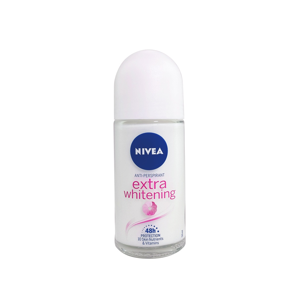 NIVEA Anti-Perspirant Extra Whitening Roll-On 48H Protection 10 Skin Nutrients & Vitamins 50ml ...
