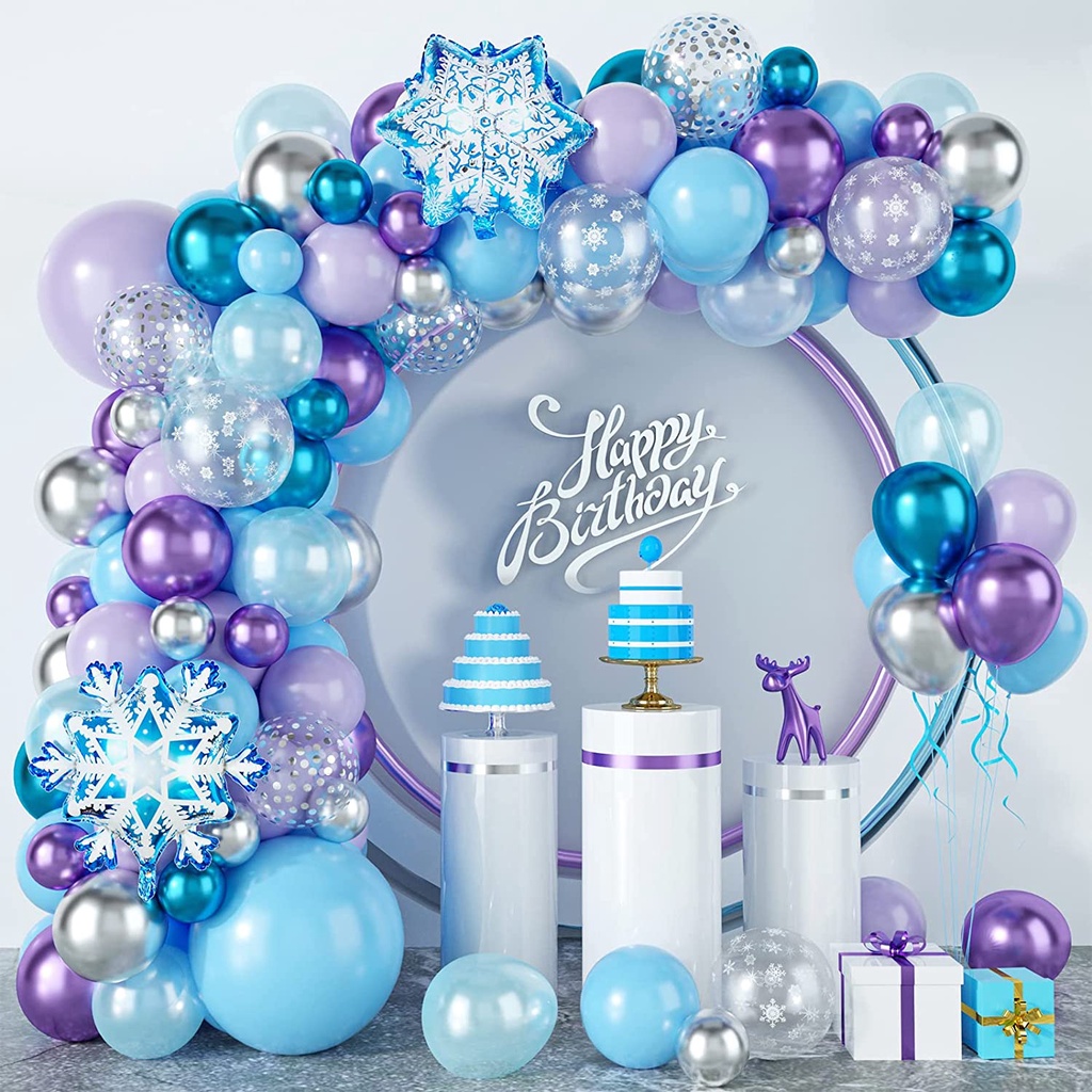 Snowflake Balloon Garland Arch Kit, Frozen Birthday Party Decorations ...