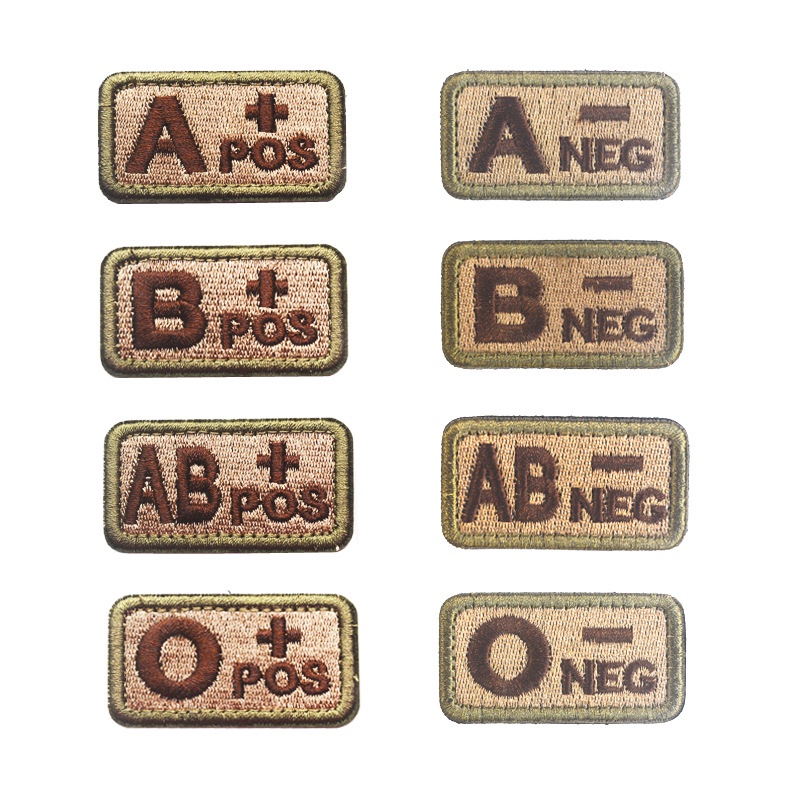 A+ B+ AB+ O+ POS Blood Type Patch A- B- AB- O- NEG Tactical Patches for ...