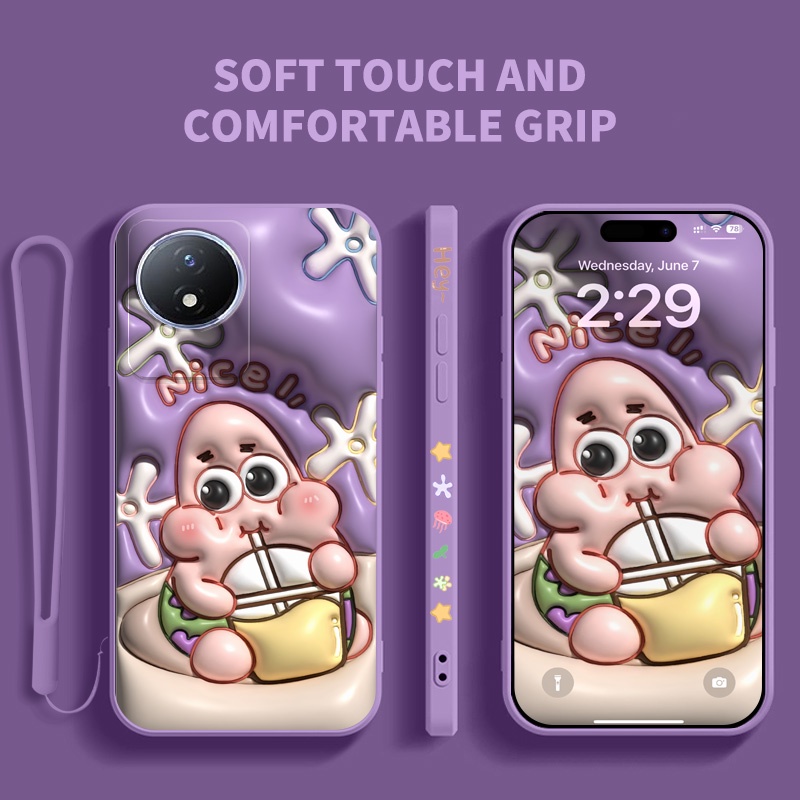 YBD Phone Case for Vivo Y02 Y02A Y02T Cute Cartoon Pattern Liquid ...