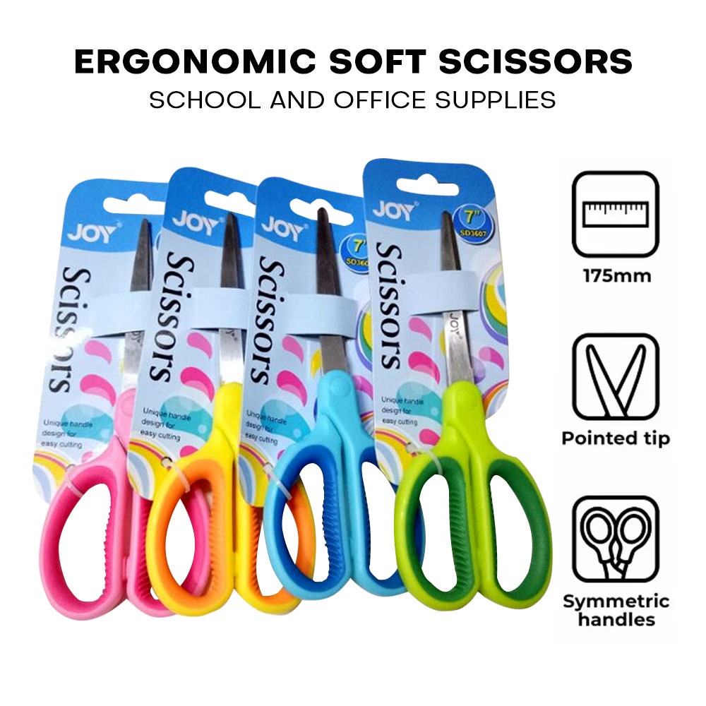 MS Joy Affordable Ergonomic Soft Grip Scissors 6,7,8 inches | Shopee ...