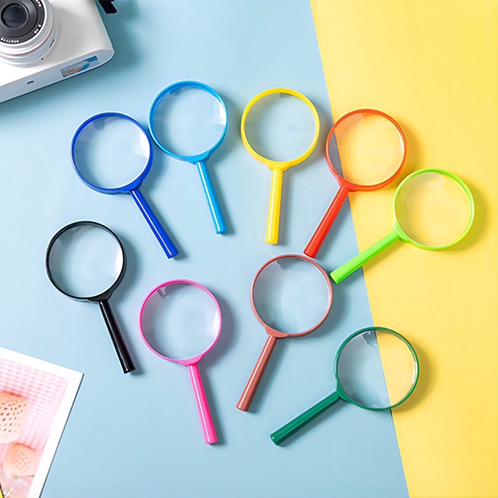 Children Colorful Magnifying Glass 60mm Handheld Plastic Magnifying ...