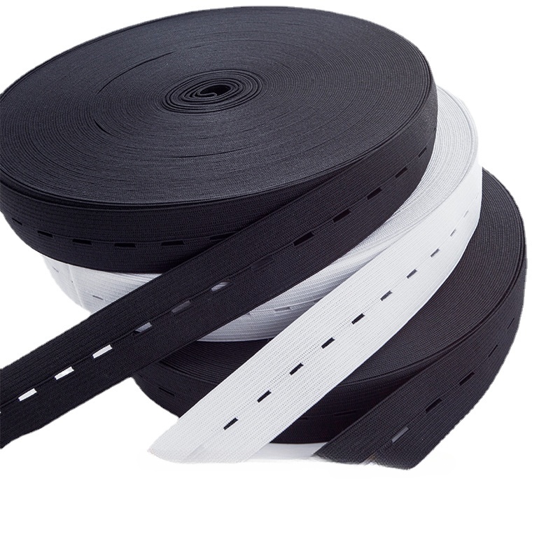 1 Meter Elastic Cord with Buttonholes Black and White, Colored ...