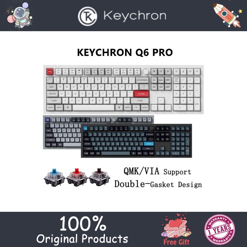 Keychron Q6 PRO QMK/VIA Wireless 100% Aluminum RGB Mechanical Keyboard ...
