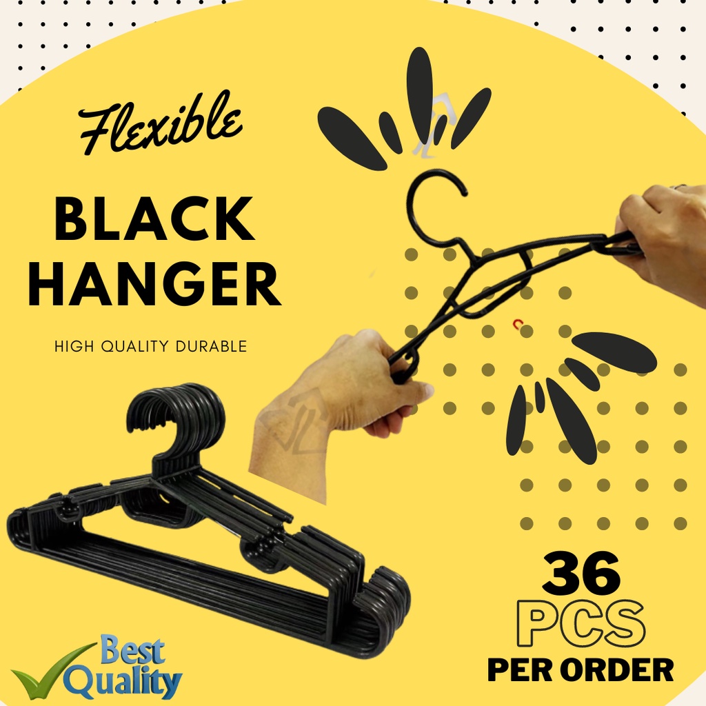 HMS 36 PCS Flexible Hanger for Clothes Black Hanger na hindi Napuputol ...