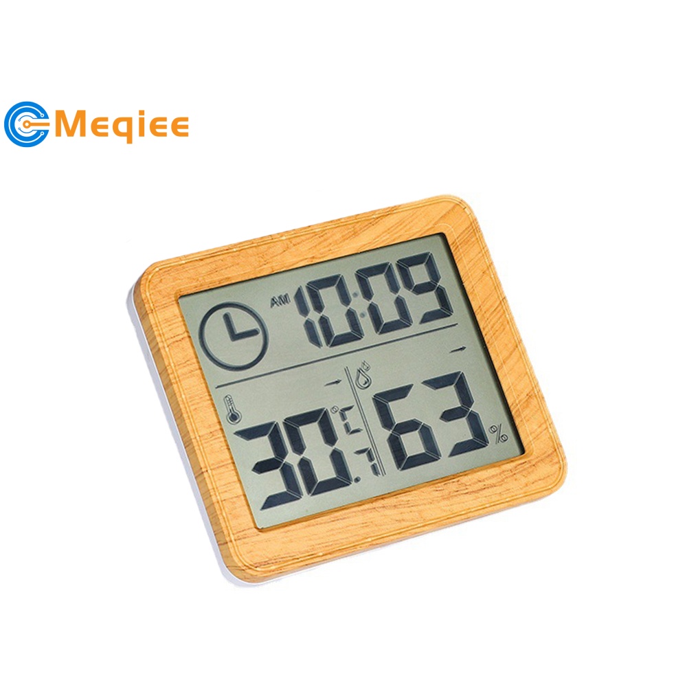 Desktop Clock with Bamboo Wood Pattern Temperature Digital Auto ...