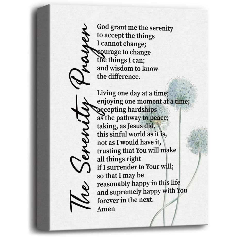 Inspirational Quotes Canvas Wall Art The Serenity Prayer Wall Sign ...
