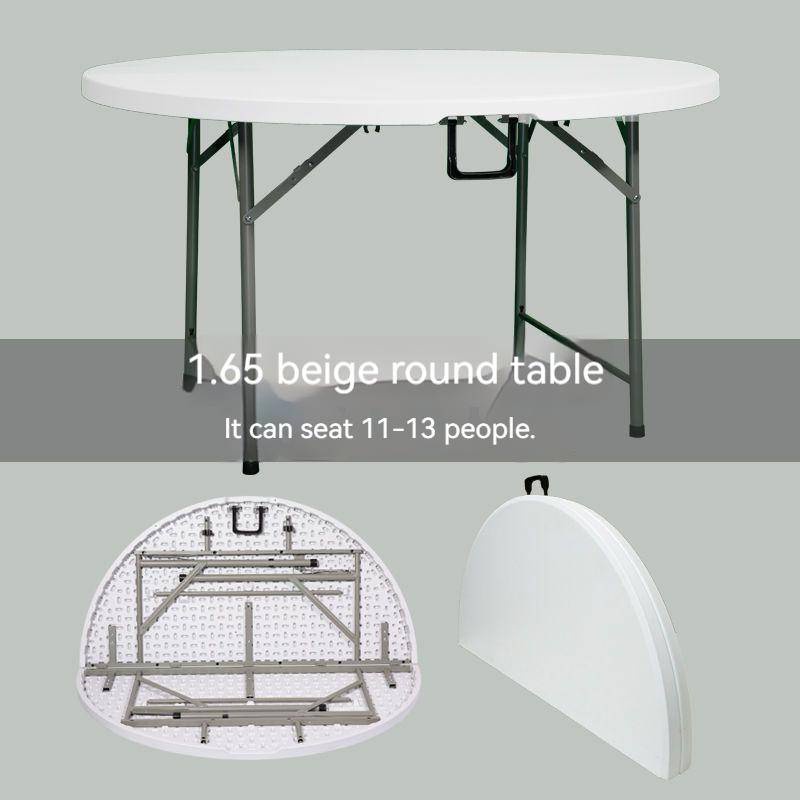 Folding round table with turntable home hotel dining large round table ...