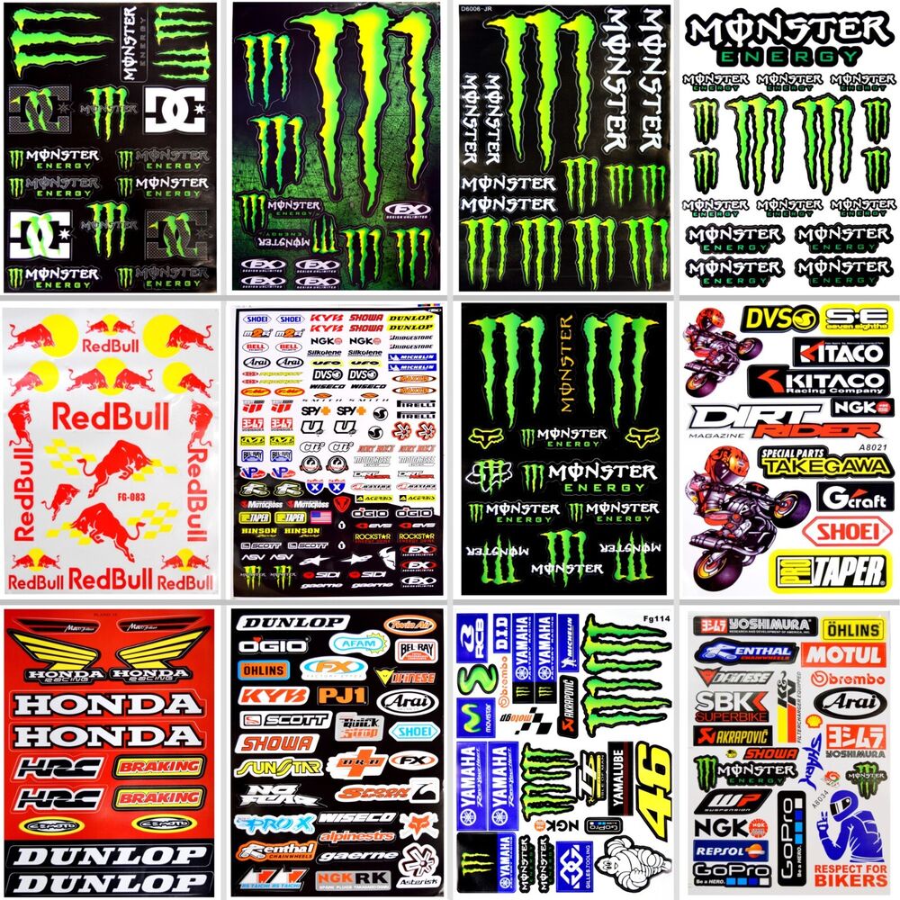 1Set MX/ATV Stickers Sponsor Logo Decal Sheet - Motocross Dirt Bike ...