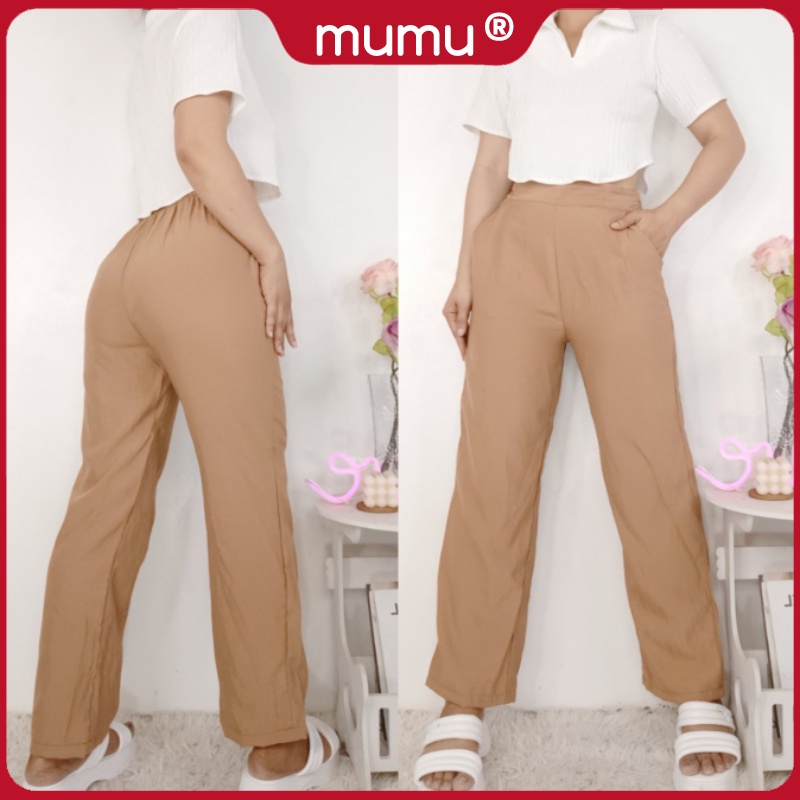 Mumu #DOMINIQUE FLOWY TROUSER SQUARE PANTS in PREMIUM FABRIC | Shopee ...