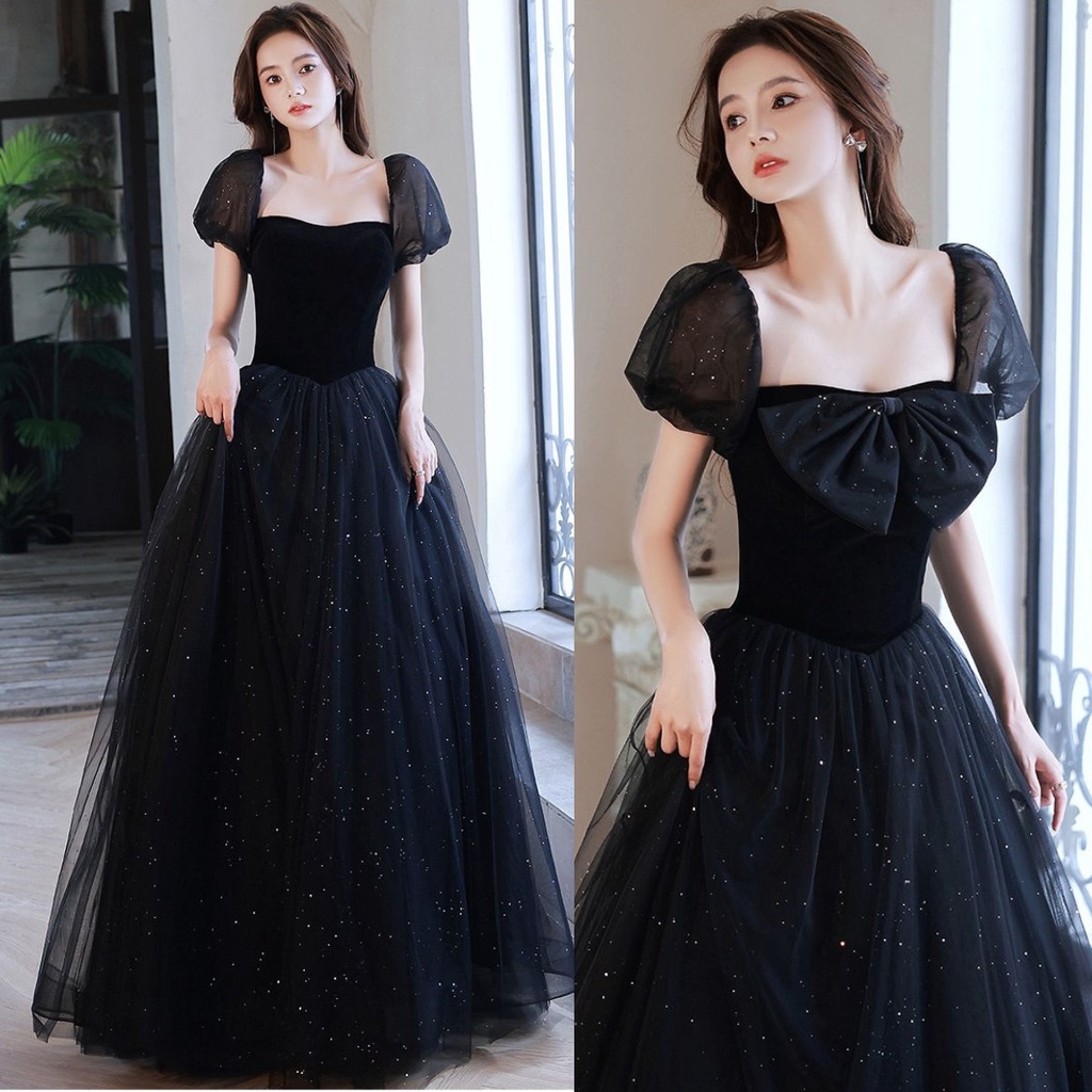 Black Banquet Evening Dress Female New Student Party Fashion Prom Dress ...