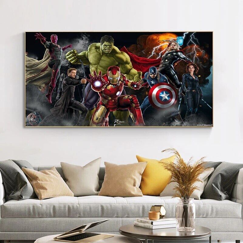 Marvel Superhero Comic Canvas Painting Hulk Iron Man Spiderman Posters ...