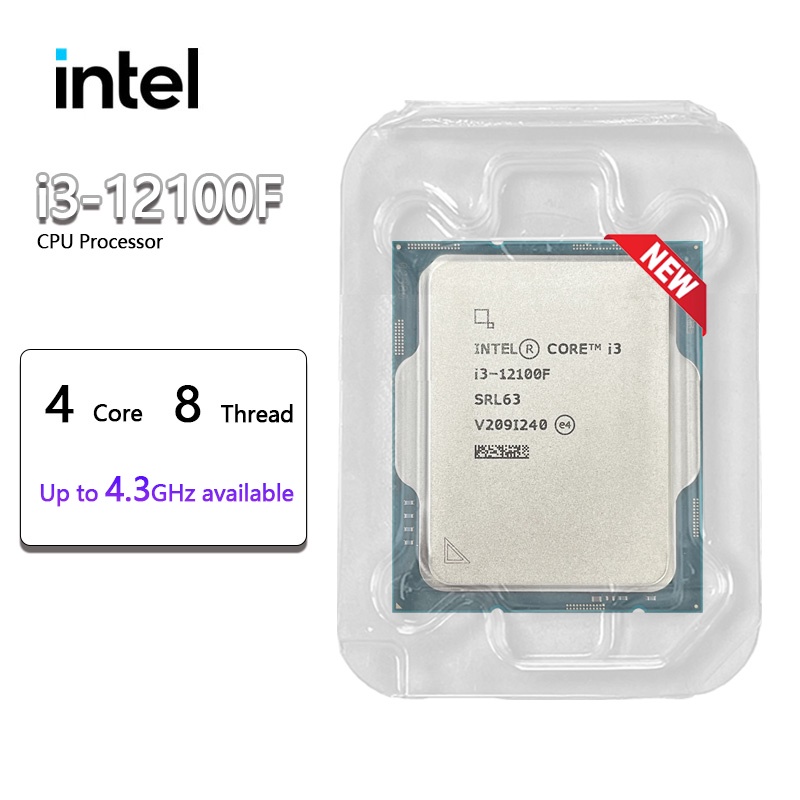Intel Core i3 12100F CPU Processor New i3-12100F 3.3 GHz 4-Core 8 ...