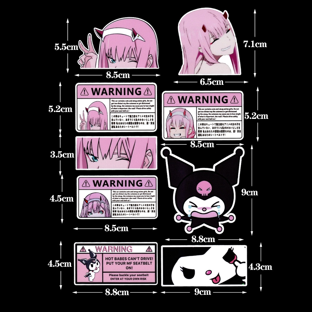 Cartoon Cute Kawaii Kuromi Warning Reflective Waterproof Car Stickers ...