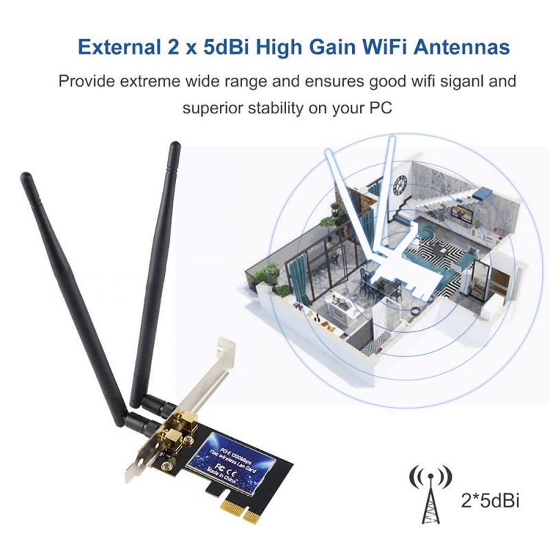 USB Wifi Adapter 1200m Wireless Pcie Network Card 2.4G+5G Dual ...