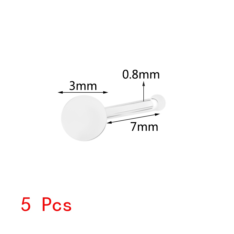 1-5Pcs Clear Acrylic Nose Septum Piercing Invisible Lip Stud Navel Ring ...
