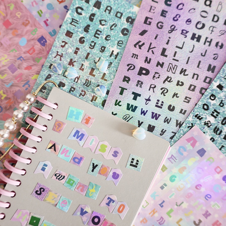 GaLiCiCi Original Shaped Die Cut Letter Sticker/Handbook Collage Laser ...