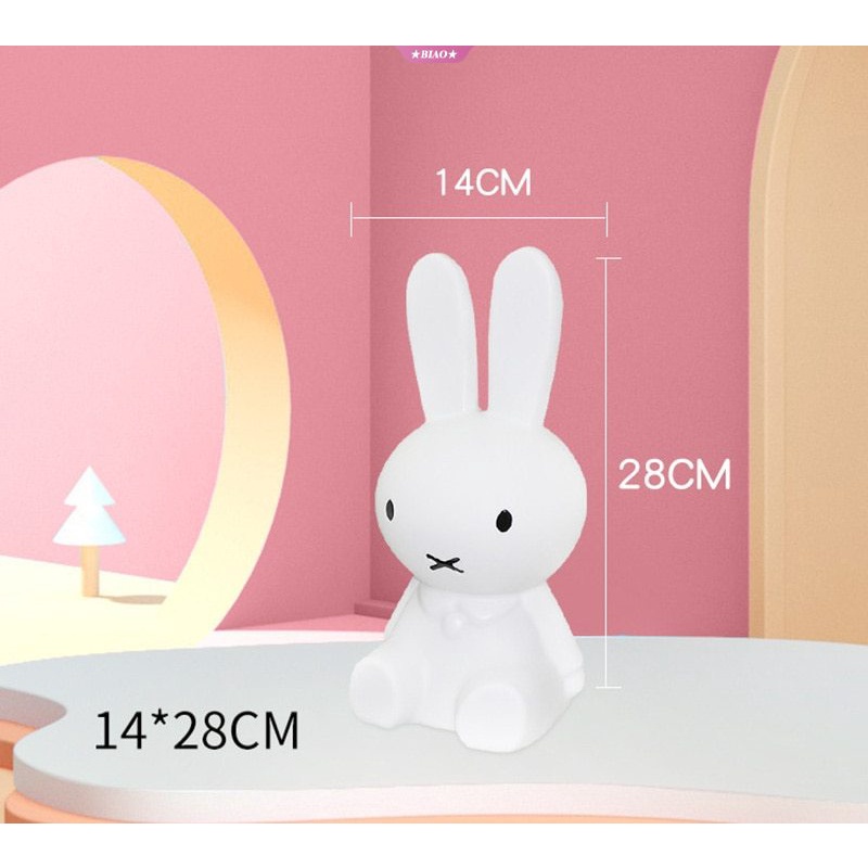 3D Night Light Kawaii Anime Cartoon Miffy Eye Protection Rechargeable ...