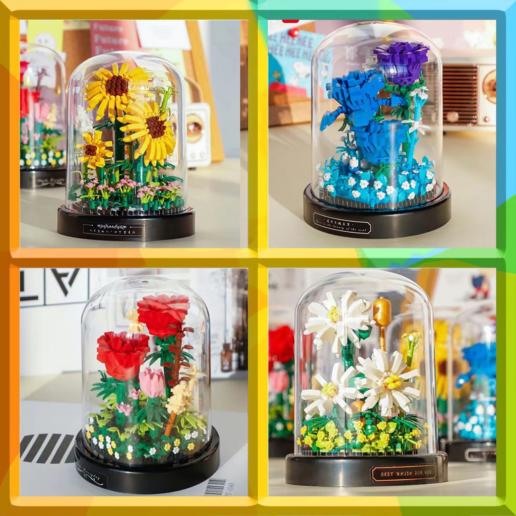 Flower Building Blocks | Sunflower Building Kit | Rose Bouquet for DIY ...