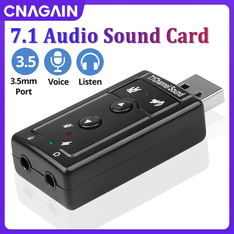 CNAGAIN External Mini USB 3D Virtual 480Mbps 7.1 Channel Audio Sound Card Adapter Microphone 3 ...