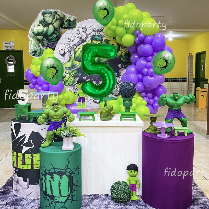 76Pcs Superhero The Incredible Hulk Theme Balloon Chain Set For Boy ...