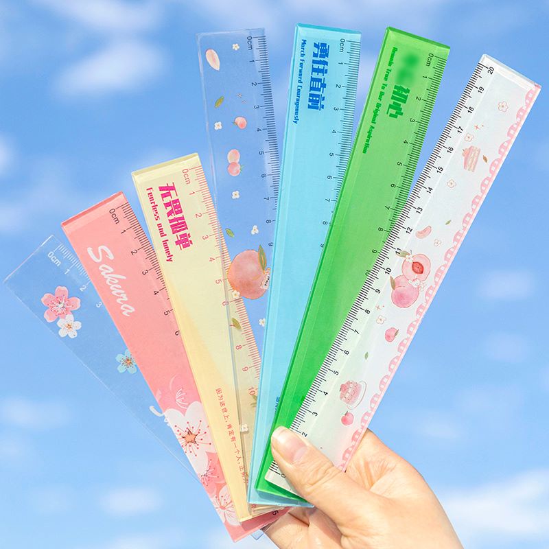 1 pcs Peach Cherry Pattern 15cm Transparent Rectangle Ruler School ...