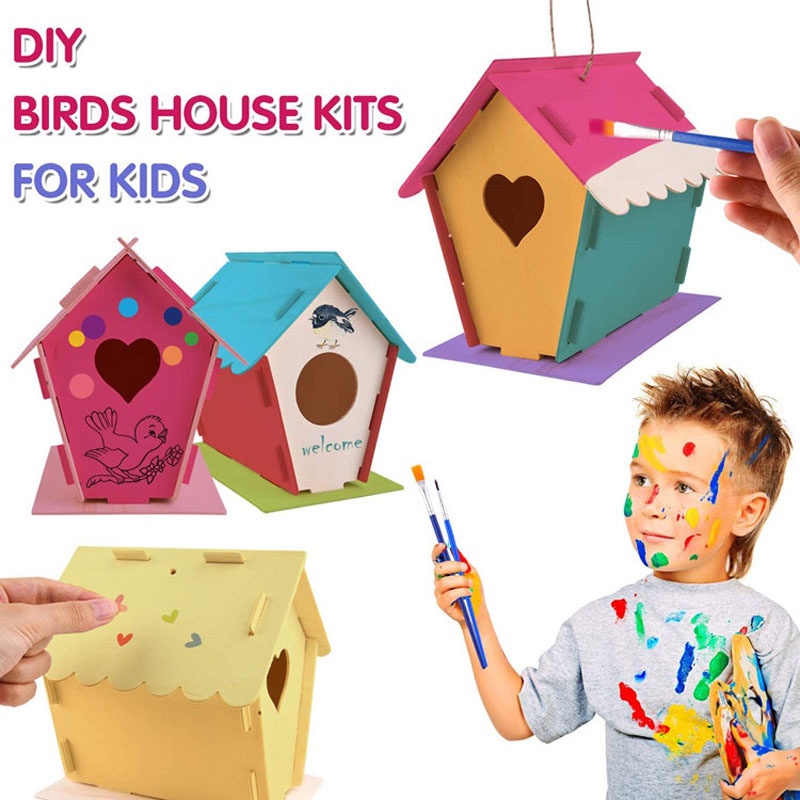 DIY Bird House Crafts Buildable For Children To Build And Paint ...