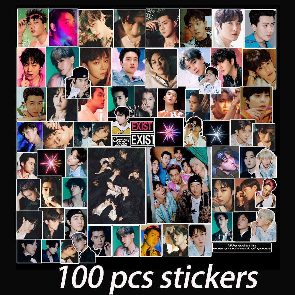 EXO Album Exist Stickers BAEK HYUN Phone Laptop Luggage Sticker 100pcs ...