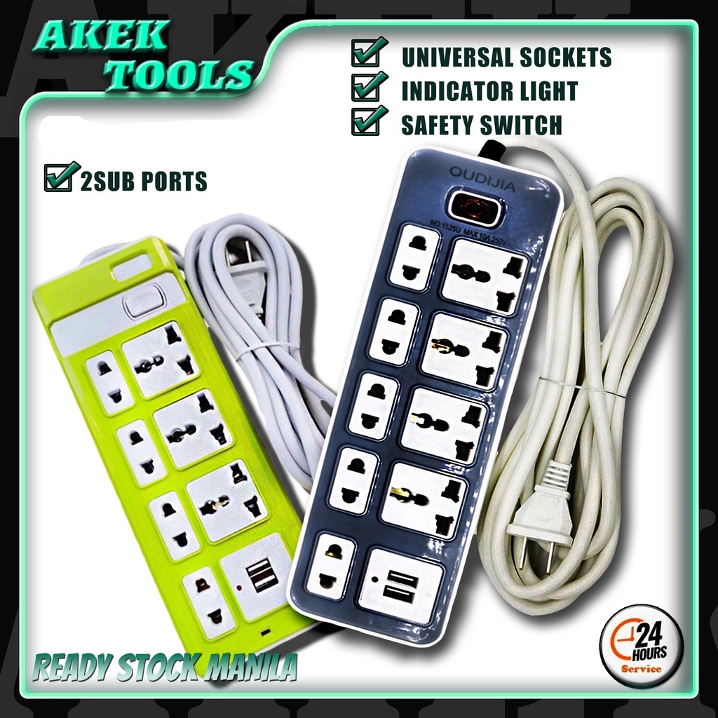 9 Socket Socket Power Extension With 9 Universal Socket and 2 USB ...